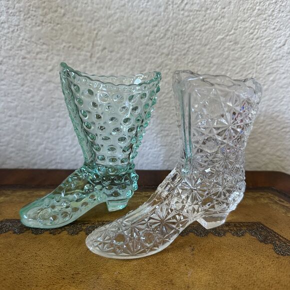 Glass boot figurine | Accents | Vintage Fenton Daisy Clear Glass Boot ...